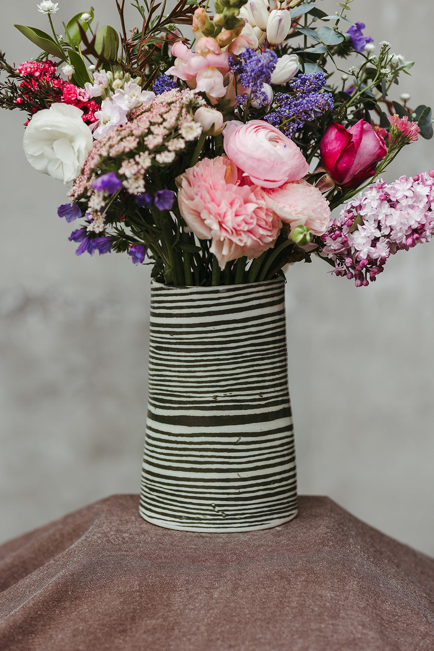 Nerikomi Vase Striped — Mystery Creek Ceramics