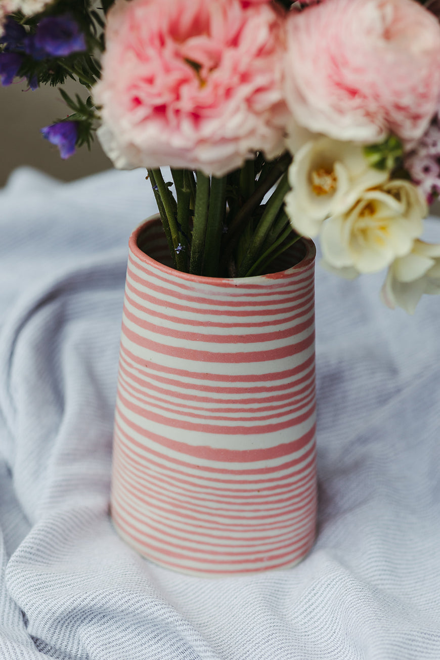 Nerikomi Vase Striped — Mystery Creek Ceramics