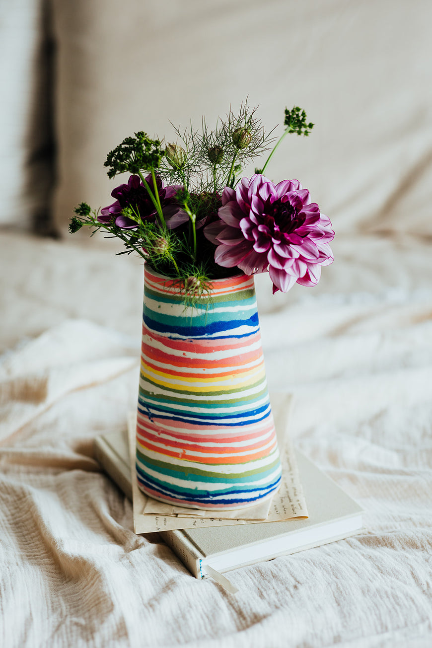 Nerikomi Vase Striped — Mystery Creek Ceramics
